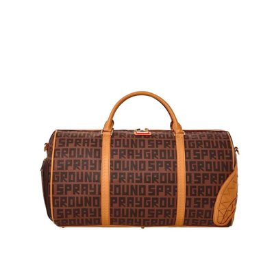 Sprayground Split Henney Money Check Duffle Bag In Brown | ModeSens