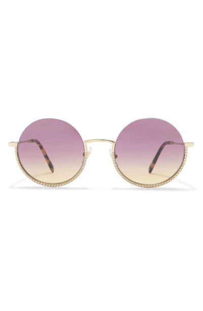 Miu Miu 55mm Round Sunglasses In Pale Gold / Gradient Violet | ModeSens