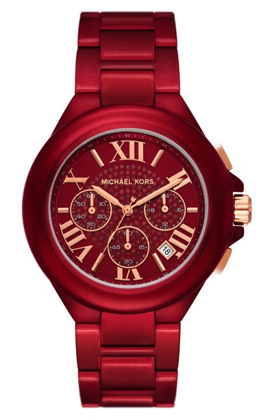 Michael Kors Camille Chronograph Red-coated Stainless Steel Watch ...