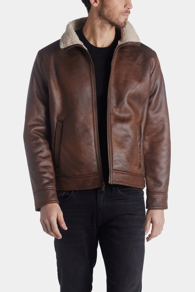 Rainforest Nubuck Faux Shearling Bomber Jacket In Russet | ModeSens
