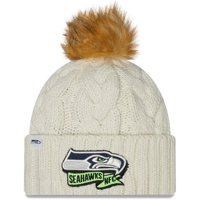 New Era Cream Seattle Seahawks 2022 Sideline Cuffed Knit Hat | ModeSens