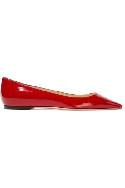 Jimmy Choo Romy Patent-leather Point-toe Flats | ModeSens