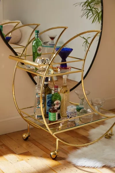Urban Outfitters Crescent Moon Bar Cart In Gold | ModeSens