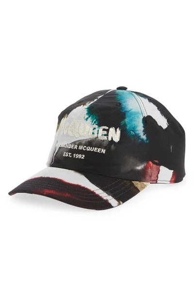 Alexander Mcqueen Watercolour Graffiti Baseball Cap In Multicolour ...