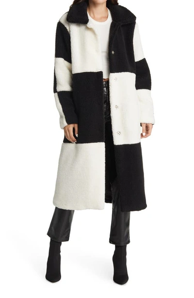 Azalea Wang Longline Colorblock Faux Fur Coat In Black | ModeSens