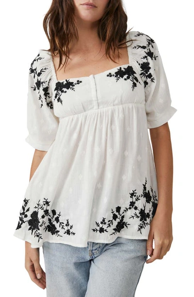 Free People Women's Arlo Floral-embroidered Tunic In Nilla Cream | ModeSens