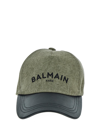Balmain Logo Baseball Cap In Kaki | ModeSens