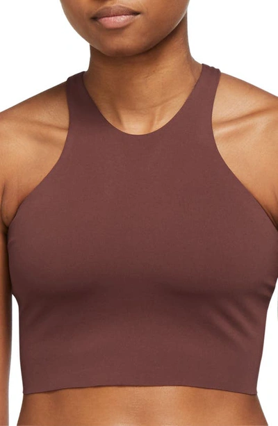 Nike Women's Yoga Dri-fit Luxe Shelf-bra Cropped Tank Top In Brown | ModeSens