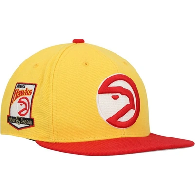 Mitchell & Ness Men's Yellow, Red Atlanta Hawks Hardwood Classics 25th ...