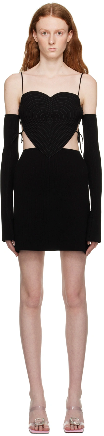 Mach & Mach Heart Off-shoulder Mini Dress In Black | ModeSens
