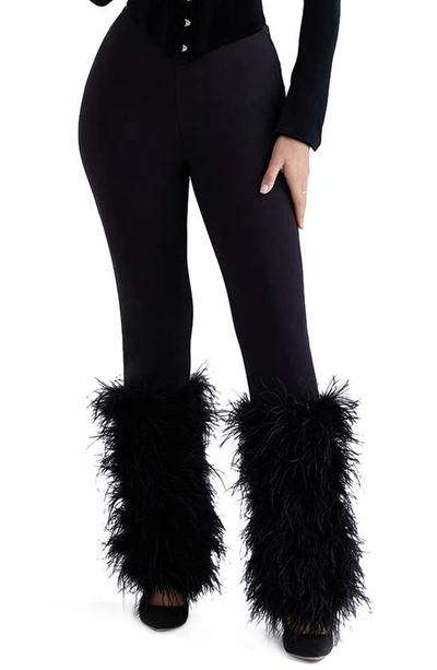 House Of Cb Nicolette Feather Trim Pants In Black | ModeSens