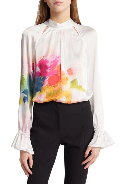 Ted Baker Kattyia High Neck Cutout Blouse In White | ModeSens