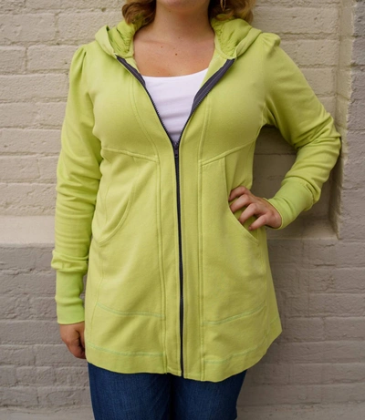 Color Me Cotton Zip Front Long Hoodie In Lime In Green | ModeSens