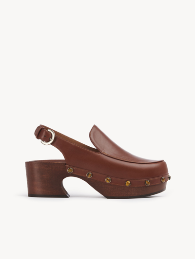 Chloé Aurna Slingback Clog Brown Size 4 100% Bovine Leather ...