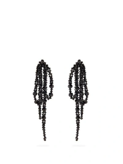 Simone Rocha Beaded-tassel Drop Earrings In Jet | ModeSens