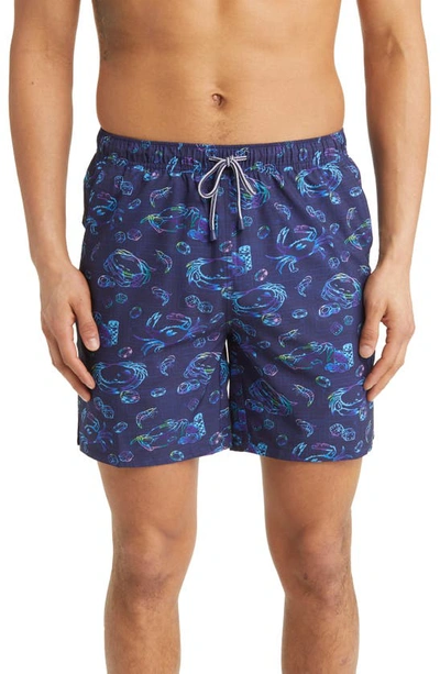 Peter Millar Men's Crabs And Craps Swim Trunks, 7" Inseam In Navy ...