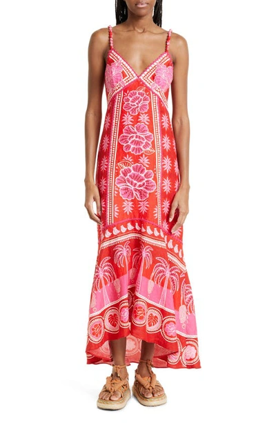 Farm Rio Long Dress In Summer_sunrise_red | ModeSens