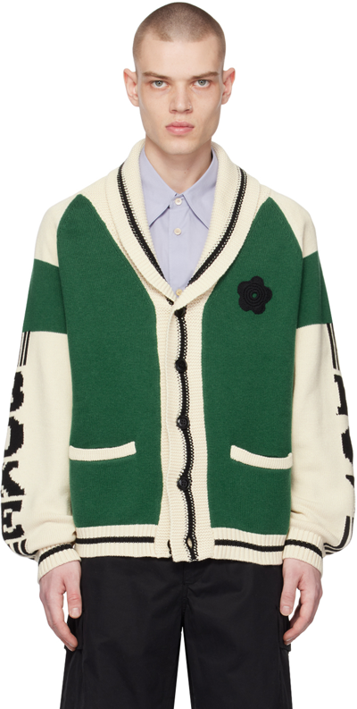 Kenzo Boke Boy Two-tone Cardigan In Green | ModeSens