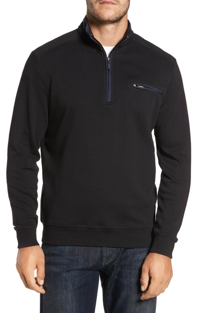 Bugatchi Classic Fit Solid Quarter Zip Pullover In Black | ModeSens