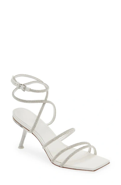 Cult Gaia Isa Crystal-embellished Ankle-strap Sandals In Optic White ...