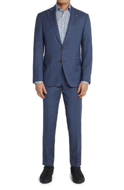 Jack Victor Esprit Soft Constructed Plaid Stretch Wool Suit In Blue ...