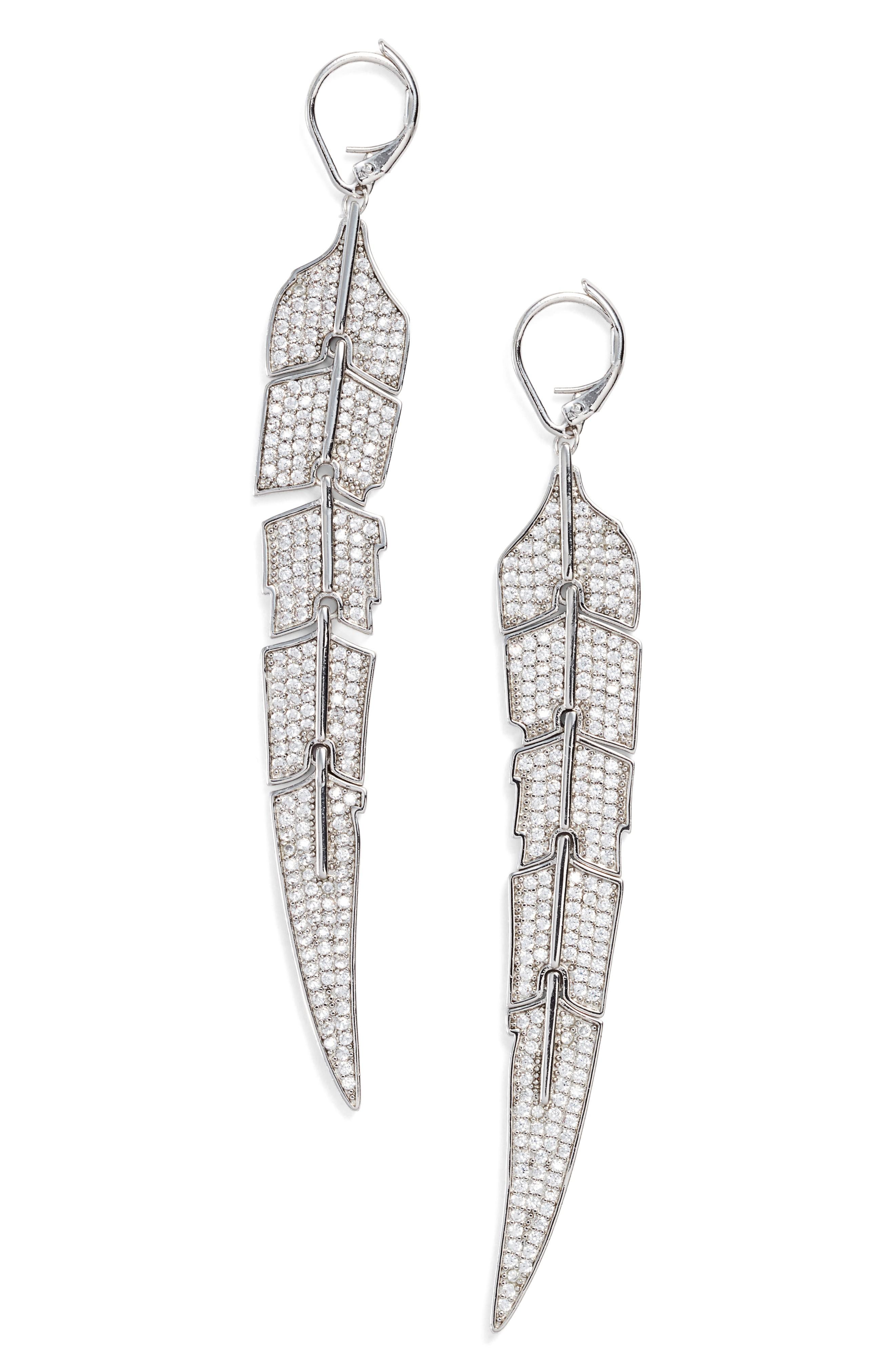 Melinda Maria Feather Drop Earrings In Silver | ModeSens