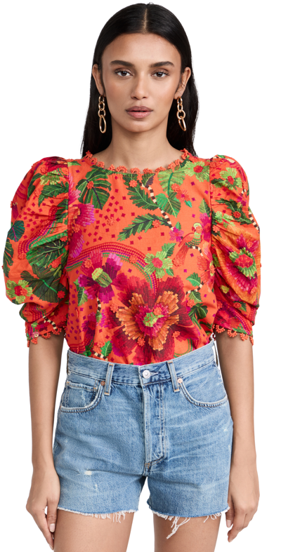 Farm Rio Cotton Blooming Garden Blouse | ModeSens