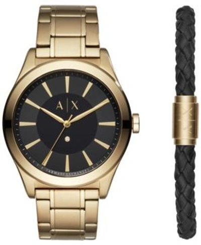 Armani Exchange Ax Men's Nico Diamond-accent Gold-tone Bracelet Watch ...