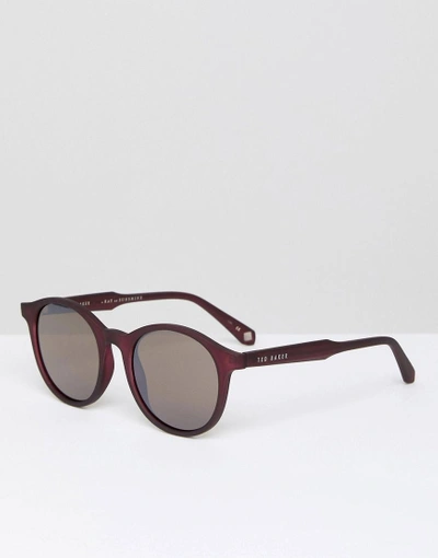 Ted Baker Tb1503 200 Odell Round Sunglasses In Burgundy - Red | ModeSens
