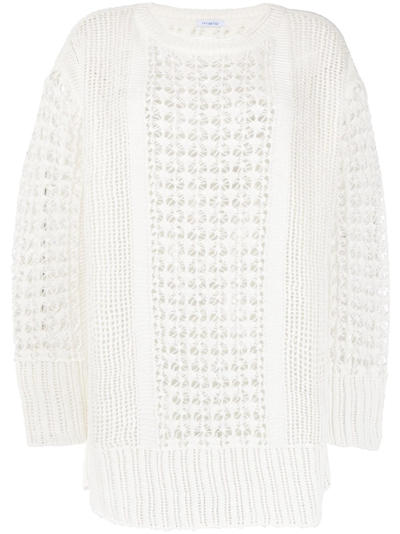 Malo Open-knit Hemp Jumper In White | ModeSens