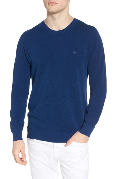 Lacoste Pique Cotton Sweater In Marino | ModeSens