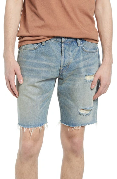 Allsaints Switch Ripped Damaged Cutoff Denim Shorts In Dirty Indigo ...