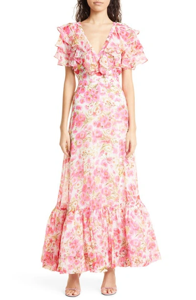 Bytimo Floral Tiered Ruffle Organza Dress In Pink | ModeSens