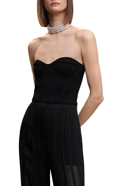 Mango Tweed Corset Top In Black | ModeSens