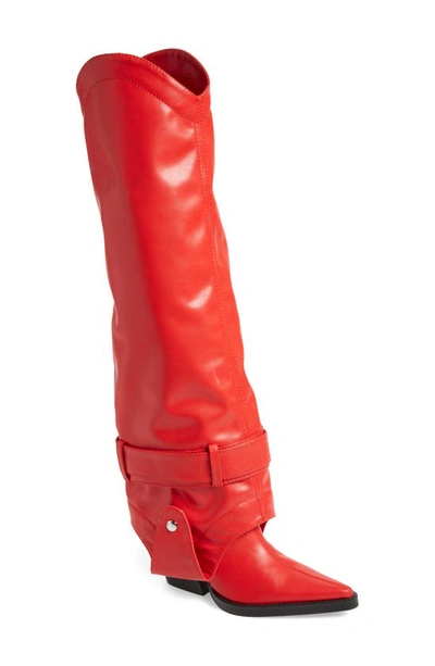 Azalea Wang Matty Foldover Shaft Western Boot In Red | ModeSens
