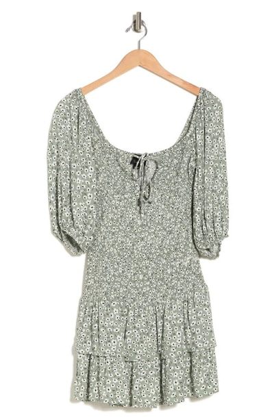 Lumiere Floral Puff Sleeve Minidress In Multi | ModeSens