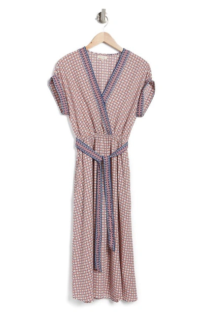 Max Studio Faux Wrap Dress In Cream/ Coral Octagon Ring | ModeSens