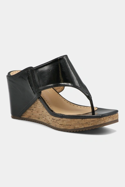 Adrienne Vittadini Chee Thong Platform Wedge Sandal In Black | ModeSens