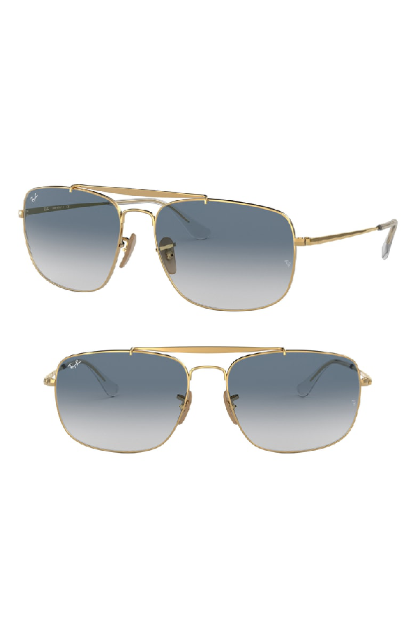Ray Ban Ray Ban Mens Brow Bar Aviator Sunglasses 61mm In Gold Modesens
