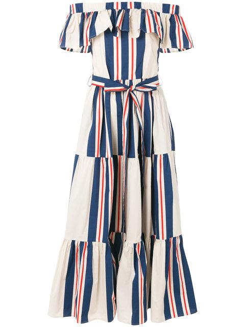 La Doublej Off Shoulder Tiered Dress In White Modesens