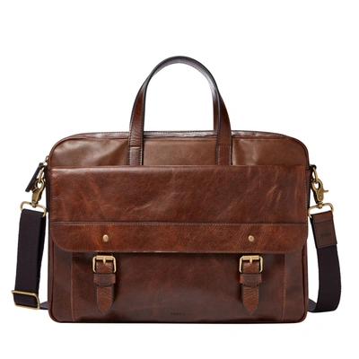Fossil Men's Miles Leather Workbag Bag In Brown | ModeSens