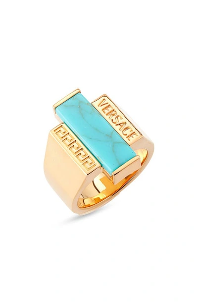 Versace Greca Gemstone-embellished Ring In Gold | ModeSens