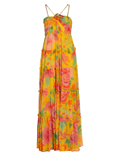 Farm Rio Macaw Bloom Maxi Dress In Macaw Bloom Yellow | ModeSens