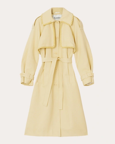 Rodebjer Storm-flap Gabardine Trench Coat In Yellow | ModeSens