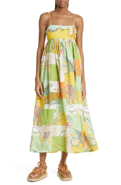 Alemais Jerome Midi Dress In Green Multi | ModeSens