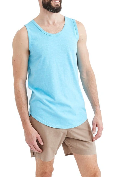 Goodlife Sunfaded Slub Scallop Tank Top In Neon Blue | ModeSens