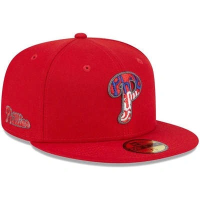 New Era Red Philadelphia Phillies Script Fill 59fifty Fitted Hat | ModeSens