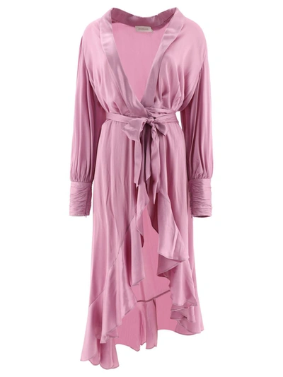 Zimmermann Wrap Dress In Pink | ModeSens