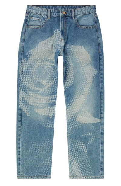 Market Rose Parade Floral Straight Leg Jeans In Laser Etched Denim ...