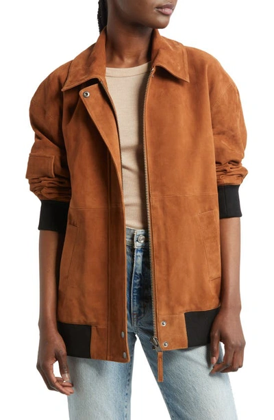 Treasure & Bond Oversize Suede Bomber Jacket In Rust Clay | ModeSens